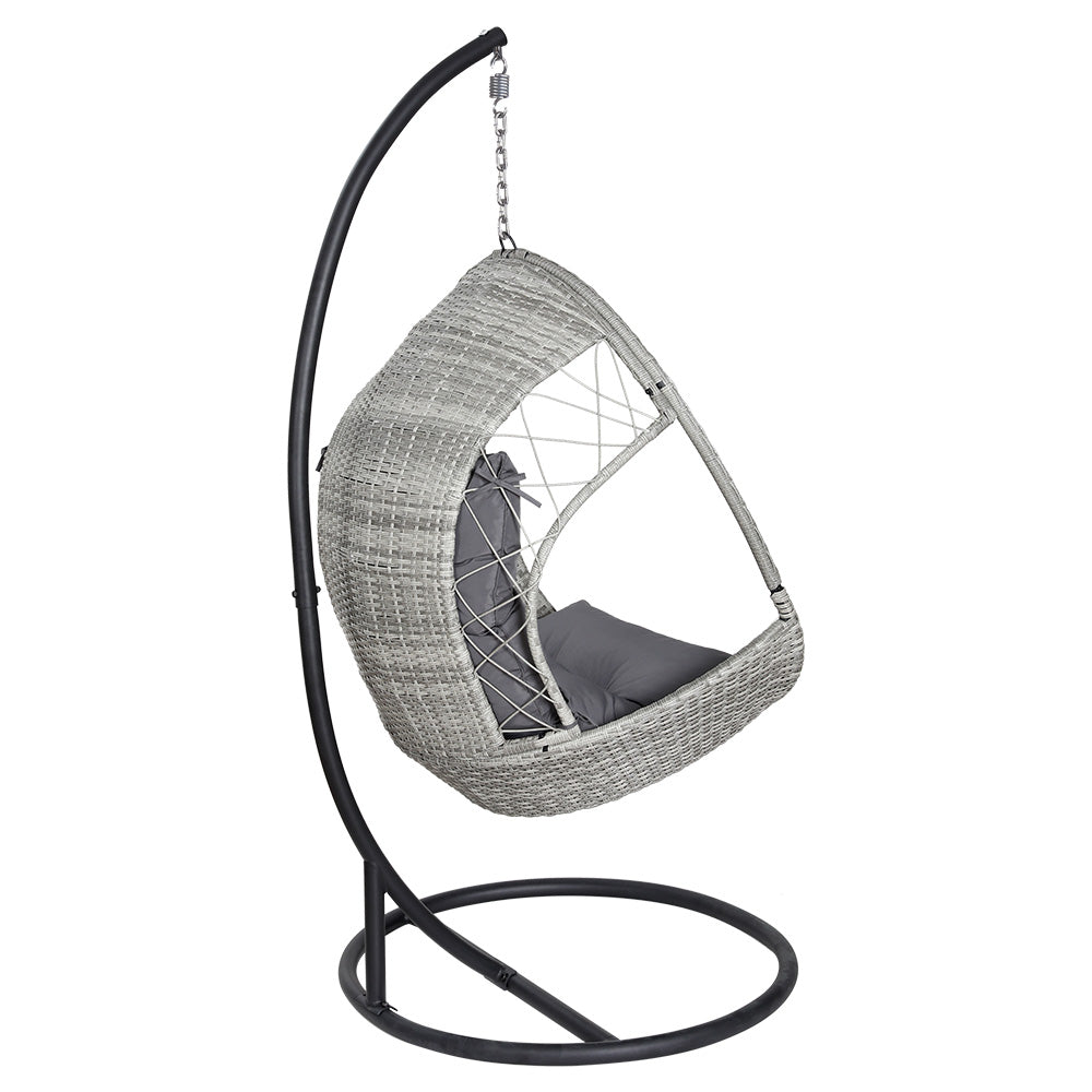 Nimbus - Outdoor Egg Swing Chair Wicker Pod Stand Armrest Light Grey